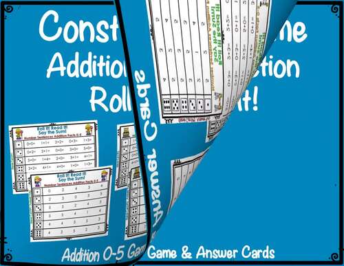 Construction Addition & Subtraction Facts 0-10 Roll It! Read It! Game Cards