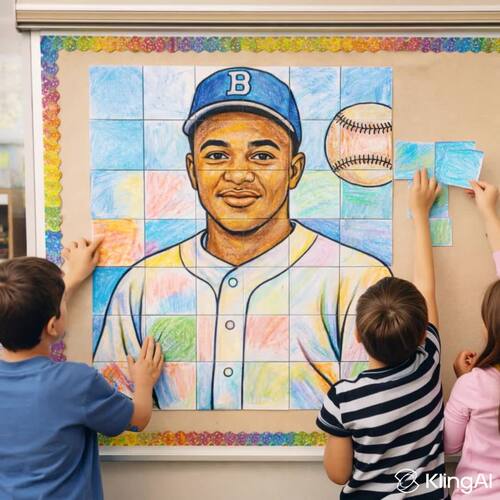 Jackie Robinson Collaborative Coloring Poster | Black History Month ...