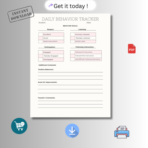 Daily Behavior Tracker by Sunshine Memories Learning | TPT
