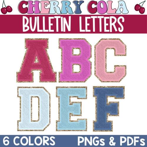 Americana Varsity Bulletin Board Letters, Chenille Varsity Patch Clipart