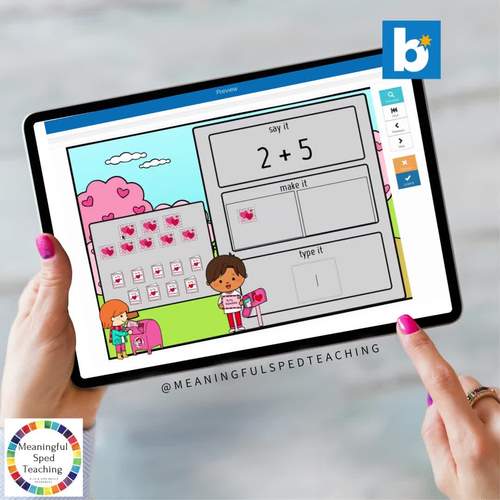 Valentine's Day Math Addition Facts Numbers 1-9 Digital Boom Cards™