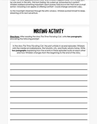 RL.6.3 | 6th Grade Literary Writing Response Activity with Rubric ...