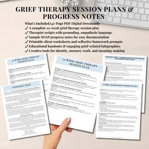 10-Week Grief Therapy Workbook –Session Plans,Therapist Scripts ...
