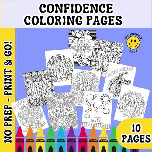 CONFIDENCE COLORING PAGES - Coloring Sheets on Self-Esteem & Self-Worth