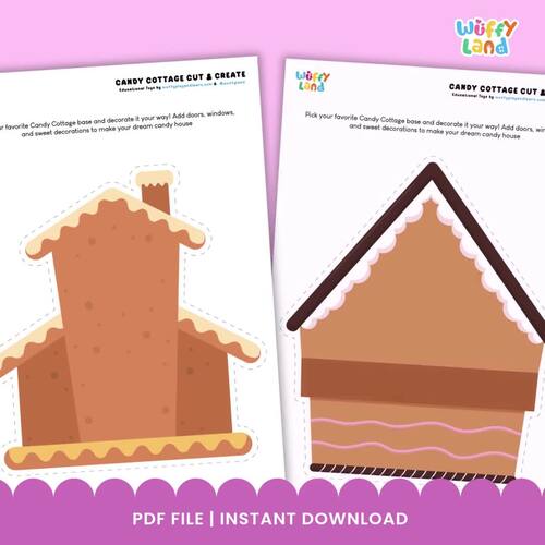 Candy Cottage Craft | Gingerbread House Cut and Paste Activity Winter Craft