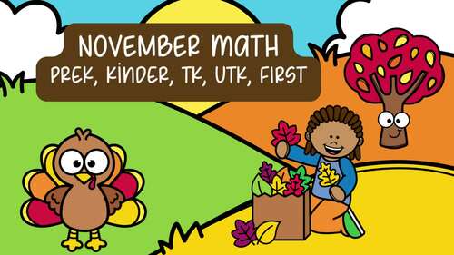 November Math Worksheets No Prep PreK Kindergarten First Grade TK UTK