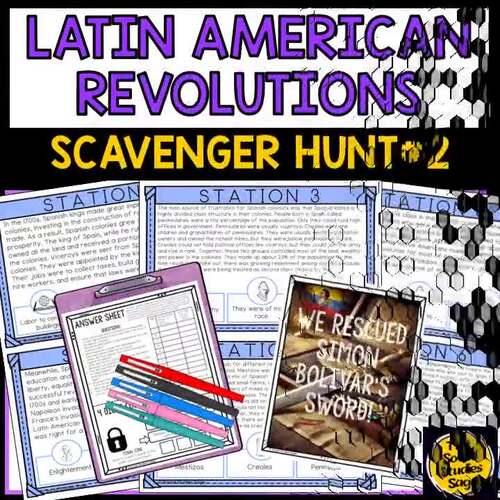 Latin American Revolutions Scavenger Hunt Reading Comprehension ...