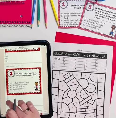 Classification Task Cards and Color by Number Activity (Google Forms)