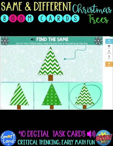 Same and Different Christmas Trees digital cards by Smart Land Printables