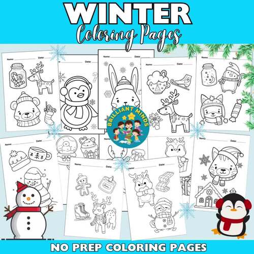 January Winter Coloring Pages | Fun Printable Sheets for Kindergarten ...