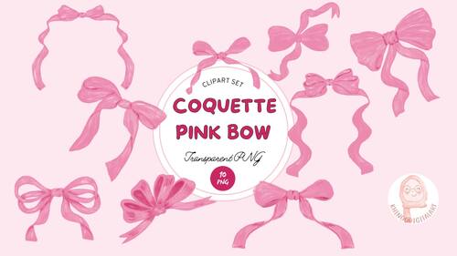 Coquette pink bow clipart, bow clipart, Valentine clipart, ribbon bow