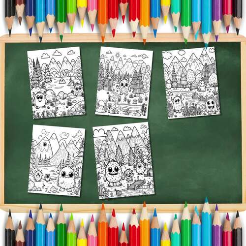 Monster Easy Simple Coloring Pages for Kids Ages 4-8 by TK Digital Print