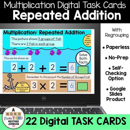 Boom Cards: Multiplication Using Repeated Addition by Heather Johnson 33
