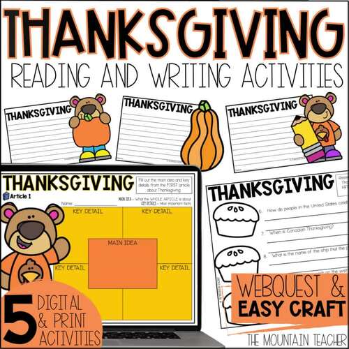 All About Thanksgiving Reading Comprehension Activities Webquest ...