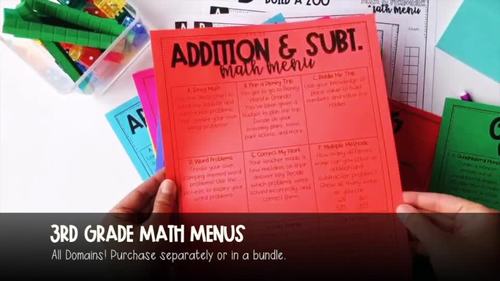3rd Grade Math Menus and Choice Boards - Enrichment Activities | TpT