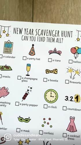 New year Scavenger Hunt For Kids, Festive New years eve Treasure Hunt ...