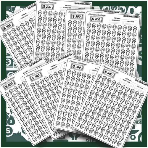 100 Envelopes Money Saving Challenge - 9 challenges | A4 Size paper ...