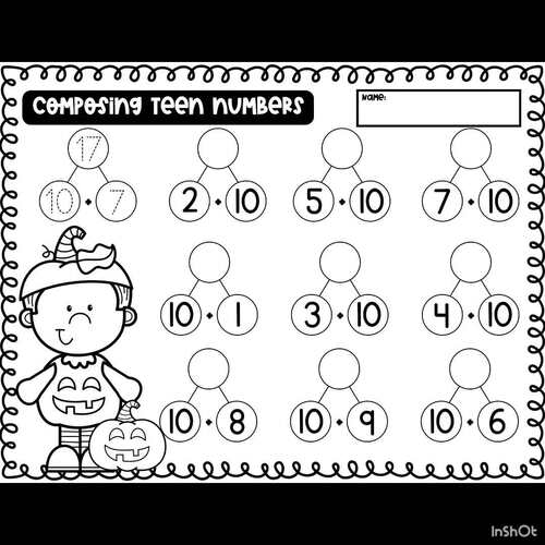 Halloween First Grade Math Bundle | Haunted House Matching & Teen Numbers