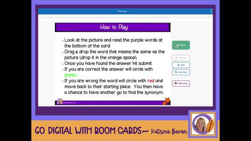 Boom™ Cards: Synonyms. For speech & language therapy by Katrina Bevan