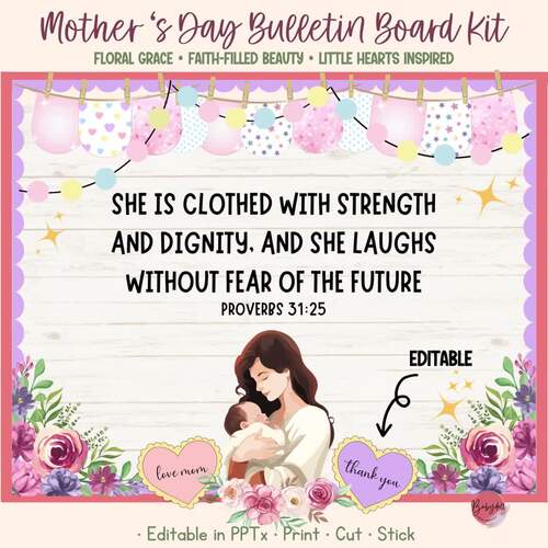 Mother's Day Bulletin Board Kit: Christian Theme | Sunday School Decor