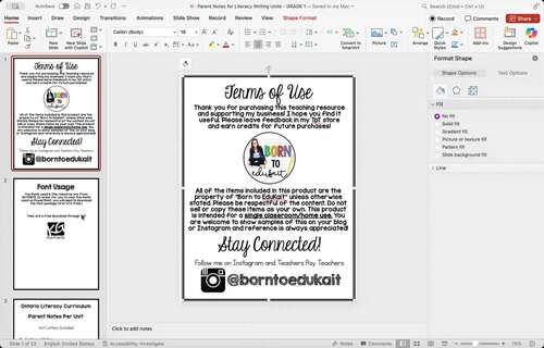 EDITABLE Literacy Writing Unit Notes for Parents (Grade 1 Ontario ...