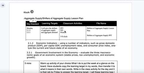 Shifters of Aggregate Supply Lesson | High School Economics Activity