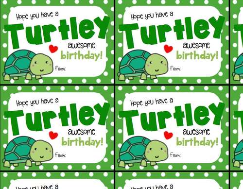 Cute Turtle Birthday Gift Tag- Hope you have a Turtley awesome birthday!