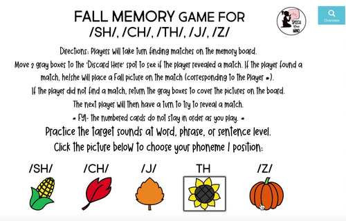 Fall Articulation Boom Cards™ for SH CH J TH Z Matching Game | Fall Speech