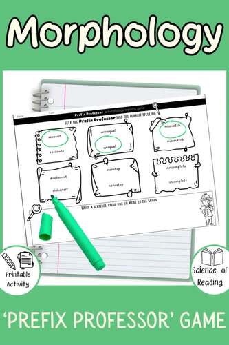 Prefixes Morphology Game Science of Reading Spelling Worksheet 2nd ...