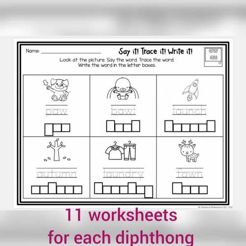 Diphthong Worksheets, Assessments, Games and Activities - Printables Bundle