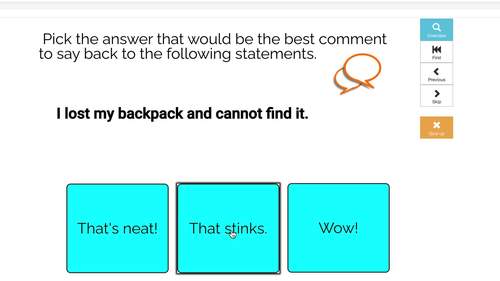 COMMENTING- Pragmatics- Pick the Best Comment- Social Skills- BOOM™ Cards