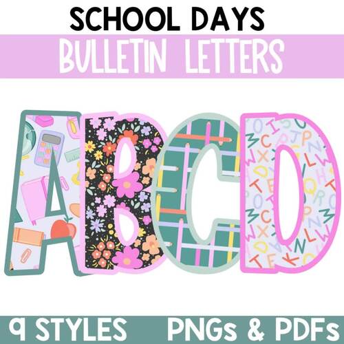 Back to School Bulletin Board Letters / Clipart / Lettering Pack