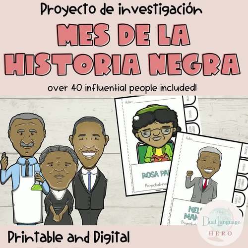 Black History Month Project in Spanish - Proyecto mes de la historia negra