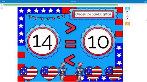 Patriotic Math Comparing Numbers To 20 Flag Day 4th July Boom Cards
