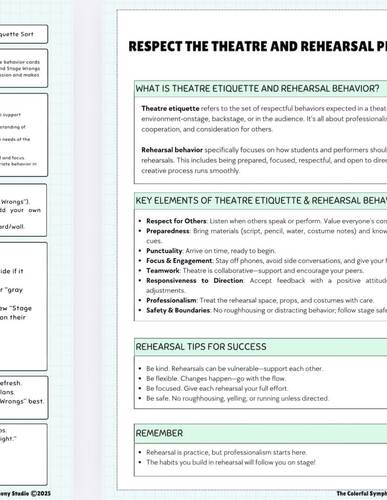 Stage Rights & Wrongs: Theatre Etiquette Sorting Game | Classroom ...