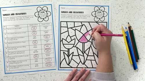 Spring Coloring Pages Language Arts Color by Number | TPT