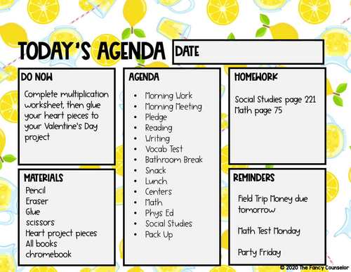 Morning Meeting Summer Lemonade Editable Digital Daily Agendas Summertime