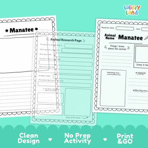 Manatee Animal Research Worksheet | Ocean Marine Science Animal Report ...