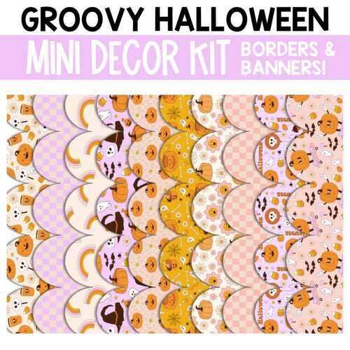 Groovy Halloween Mini Decor Kit / Retro Halloween Bulletin Board Decor