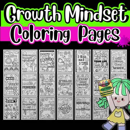 Growth Mindset Coloring Pages | Inspirational Coloring Activity | TPT