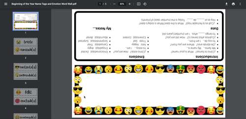 Spanish Name Tags with Sentence Starters: Introductions, Date, Emotions