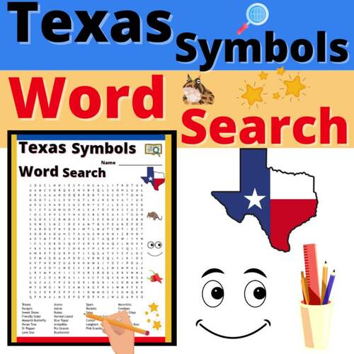 Texas Symbols Word Search Puzzle Activity Resource Geography No Prep