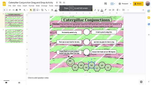 Virtual Conjunction Drag and Drop Grammar Activity for 3rd and 4th grade