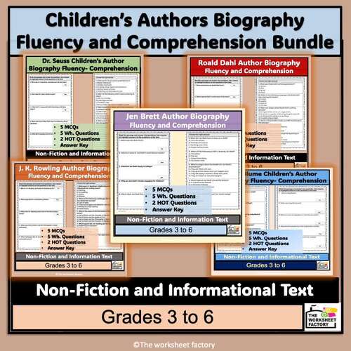 Children’s Authors Biography Fluency and Comprehension Bundle- Gr. 3rd ...