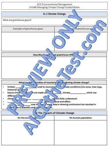 AICE Environmental Unit# Managing Climate Change - Student Guided Notes