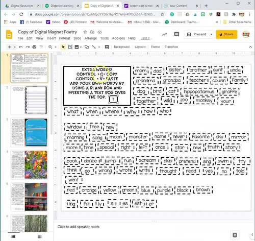 Digital "Magnet" Poetry Google Slides and Microsoft OneDrive! | TpT