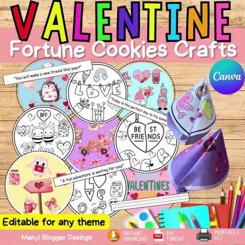 Valentine's Day Kids Craft - Editable Fortune Cookie Craft Activity
