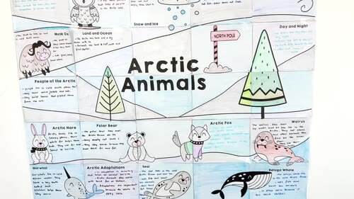 Arctic Animals Collaborative Poster, Printable Science Coloring and Writing
