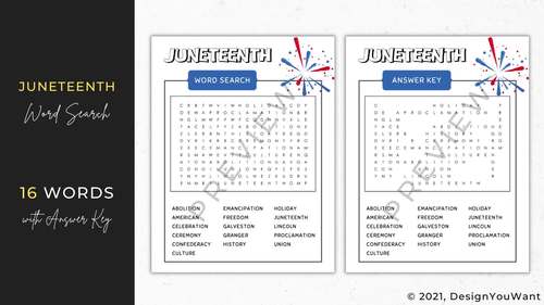 Juneteenth Word Search: Juneteenth Activity, Puzzle Worksheet by ...