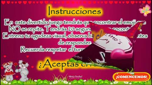 Juego: Encuentra el emoji que no se repite (San Valentín) by Miviq